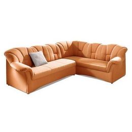 DOMO collection Ecksofa &raquo;Papenburg B/T/H: 242/190/84 cm L-Form&laquo; wahlweise mit Bettfunktion, Langer Schenkel links oder rechts orange Struktur ( 90% 