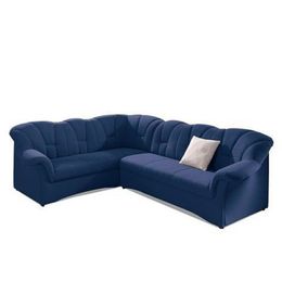 DOMO collection Ecksofa &raquo;Papenburg B/T/H: 242/190/84 cm L-Form&laquo; wahlweise mit Bettfunktion, Langer Schenkel links oder rechts blau