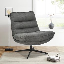 OTTO HOME Sessel »AVAA, Loungesessel im softem Cord-Bezug, « 360° Grad drehbar, Relax- und TV-Sessel anthrazit