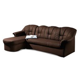 DOMO collection Ecksofa &raquo;Papenburg, zeitlose R&uuml;ckensteppung, elegante Formensprache, L-Form&laquo; in gro&szlig;er Farbvielfalt, wahlweise mit Bettfunktion braun 