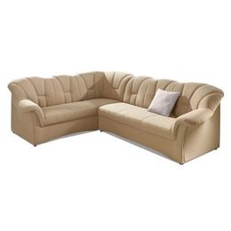 DOMO collection Ecksofa &raquo;Papenburg B/T/H: 242/190/84 cm L-Form&laquo; wahlweise mit Bettfunktion, Langer Schenkel links oder rechts natur