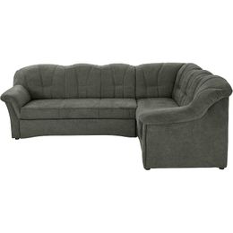 DOMO collection Ecksofa &raquo;Papenburg B/T/H: 242/190/84 cm L-Form&laquo; wahlweise mit Bettfunktion, Langer Schenkel links oder rechts dunkelgr&uuml;n