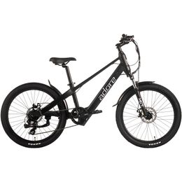 Adore Kinder &raquo;24" Alu Kids Citybike KS-240 Heckmotor 45NM / 10,4Ah Pitch Black matt&laquo; 7 Gang Shimano Tourney Schaltwerk Kettenschaltung Heckmotor 250 W