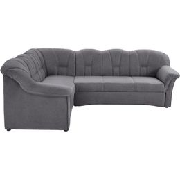DOMO collection Ecksofa &raquo;Papenburg B/T/H: 242/190/84 cm L-Form&laquo; wahlweise mit Bettfunktion, Langer Schenkel links oder rechts grau