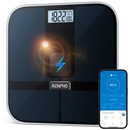 RENPHO Körper-Analyse-Waage »Elis Solar 2 Smart Body Scale A020« Smarte Solar-Körperanalysewaage mit 13 Körpermessungen schwarz