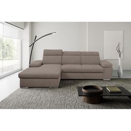 WERK2 Ecksofa &raquo;Palma modernes Schlafsofa mit Bettkasten, L-Form, B/T 282/185 cm&laquo; Kopfteile verstellbar, komfortable Wellenunterfederung, L-Form beige