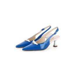 Evita PERLA Damen Sling Pumps - Lackleder Blau/Wei&szlig; - 38
