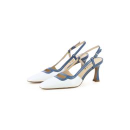Evita CARMELA Women's Sling Pumps - Crumpled Patent Leather Blue/White - 42