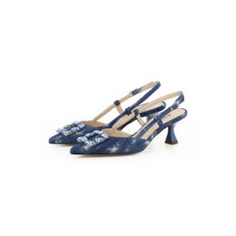 Evita PERLA Women's Sling Pumps - 100% Cotton Jeans Blue - 41