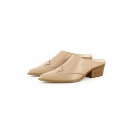 Evita GINEVRA Damen Cowboy Pantolette - Glattleder Beige - 42