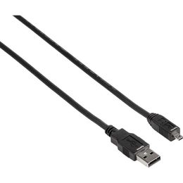 Hama USB-Kabel &raquo;USB-2.0-Anschlusskabel, A-Stecker - Mini-B-St. (B8 Pin) 1,8 m, Schwarz&laquo; USB 2.0 Mini-B USB Typ A schwarz Abschirmung durch verzinnte 