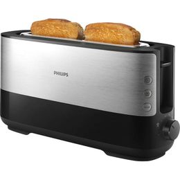 Philips Toaster »HD2692/90« 1 langer Schlitz für 2 Scheiben 950 W mit Aufwärm- und Auftaufunktion, integriertem Brötchenaufsatz Schwarz