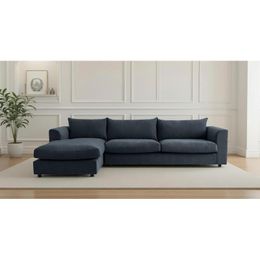 LeGer Home by Lena Gercke Ecksofa &raquo;Avelina&laquo; Breite 297 cm, in Cord- und Chenille- Stoff, R&uuml;ckenkissen mit Federn blau 100% Polyester