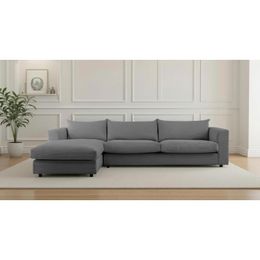 LeGer Home by Lena Gercke Ecksofa &raquo;Avelina&laquo; Breite 297 cm, in Cord- und Chenille- Stoff, R&uuml;ckenkissen mit Federn grau 100% Polyester