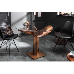 Riess Ambiente Maritimer Esstisch OCEAN 105cm kupfer geflammt Glastisch mit Schiffsschraube Riess-Ambiente Esszimmertisch K&uuml;chentisch S&auml;ulentisch rund 4 Personen