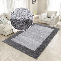OTTO home Hochflor-Teppich &raquo;Liams&laquo; rechteckig 30 mm H&ouml;he mit Bord&uuml;re, besonders weich und kuschelig, Wohnzimmer, Schlafzimmer grau Kunstfaser
