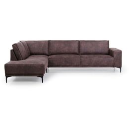 OTTO home Ecksofa &raquo;OLAND L-Form, B: 289 cm, Skandi-Design&laquo; Struktur, Flachgewebe, Luxus-Microfaser, Boucle braun Struktur weich (100% Polyester);Luxus