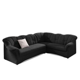 DOMO collection Ecksofa &raquo;Papenburg B/T/H: 242/190/84 cm L-Form&laquo; wahlweise mit Bettfunktion, Langer Schenkel links oder rechts schwarz