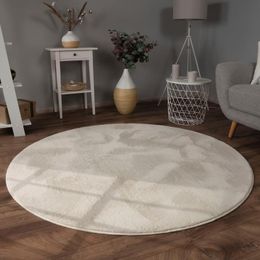 Paco Home Fellteppich &raquo;Kunstfell Soft 380&laquo; rund 14 mm H&ouml;he Langflor, Kuschelteppich - besonders weich, Uni-Farben cream Obermaterial: 100%...