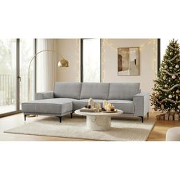 OTTO home Ecksofa &raquo;Polsterecke Oland, Struktur, Flachgewebe, Luxus-Microfaser, Boucle&laquo; L-Form, 280 cm, Wellenunterfederung, Skandi-Design, Metallf&uuml;&szlig;e 