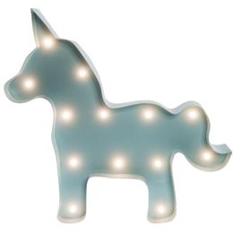 MARQUEE LIGHTS LED Dekolicht &raquo;Unicorn&laquo; LED-Modul 1 Stk. Warmwei&szlig; Wandlampe, Tischlampe Einhorn, Tier, Ponny 13 Leuchtmittel - 23x23 cm blau