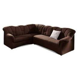 DOMO collection Ecksofa &raquo;Papenburg B/T/H: 242/190/84 cm L-Form&laquo; wahlweise mit Bettfunktion, Langer Schenkel links oder rechts schoko