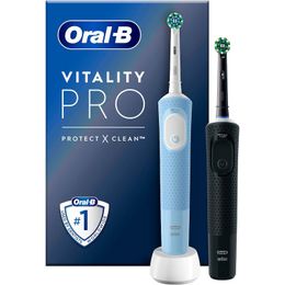 Oral-B Elektrische Zahnb&uuml;rste &raquo;Vitality Pro Doppelpack&laquo; 2 Stk. Aufsteckb&uuml;rsten Indikator-Borsten blau REINIGUNG PERFEKTIONIEREN mit 3 Putzprogrammen und 