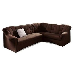 DOMO collection Ecksofa &raquo;Papenburg B/T/H: 242/190/84 cm L-Form&laquo; wahlweise mit Bettfunktion, Langer Schenkel links oder rechts schoko