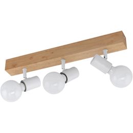 Eglo Deckenspot »TOWNSHEND 3« E27 Spot, Wohnzimmerlampe, Flur, L48 x B5 cm, 3X60W exkl. weiß/holzfarben