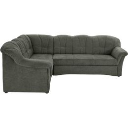 DOMO collection Ecksofa »Papenburg B/T/H: 242/190/84 cm L-Form« wahlweise mit Bettfunktion, Langer Schenkel links oder rechts dunkelgrün