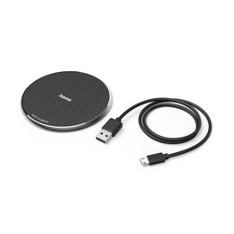 Hama Induktions-Ladeger&auml;t &raquo;Kabelloses Smartphone Ladepad schwarz, Wireless Charger 10W, edel&laquo; 2 Stk. tlg. schwarz Alles dabei: USB-Ladekabel...