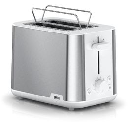 Braun Toaster &raquo;PurShine HT 1510 WH - 2 Schlitze, 8 Stufen, Auftau- Aufw&auml;rmfunktion&laquo; 2 kurze Schlitze 900 W 900 W, Edelstahl, Automatische...