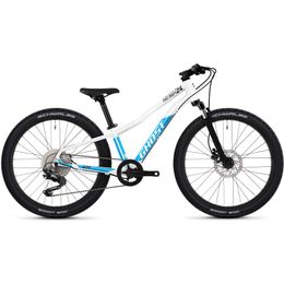 GHOST Mountainbike »Kato 24 Full Party« 22 Gang Shimano Deore RD-M5100 Schaltwerk Kettenschaltung für Damen und Herren, Kettenschaltung hellblau-weiß