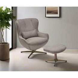 OTTO HOME Sessel »Yolli Relaxsessel, TV-Sessel mit Hocker« 360° Grad drehbar taupe