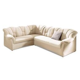 DOMO collection Ecksofa &raquo;Papenburg B/T/H: 242/190/84 cm L-Form&laquo; wahlweise mit Bettfunktion, Langer Schenkel links oder rechts creme