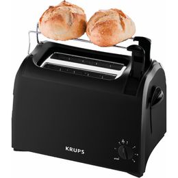 Krups Toaster &raquo;Pro Aroma KH1518&laquo; 2 kurze Schlitze f&uuml;r 2 Scheiben 850 W Kr&uuml;melschublade, 6 Br&auml;unungsstufen, Hebe-Funktion schwarz