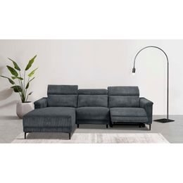 Home Affaire Ecksofa &raquo;LUND Cord, L-Form, 261 cm, man. o. elektr. Relaxfunktion (mit USB-A)&laquo; und Kopfteilverstellung grau 100% Polyester