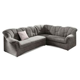 DOMO collection Ecksofa &raquo;Papenburg B/T/H: 242/190/84 cm L-Form&laquo; wahlweise mit Bettfunktion, Langer Schenkel links oder rechts grau