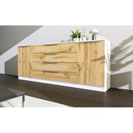 borchardt M&ouml;bel BORCHARDT M&Ouml;BEL Kommode &raquo;Oliva, Kommode mit Metallgriffen&laquo; Breite 200 cm, mit 4 Schubk&auml;sten wei&szlig; matt/eichefarben wotan Modernes, ger&auml;umiges...