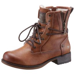Mustang Shoes Winterboots, Schn&uuml;rboots, Stiefelette, Blockabsatz, mit Rei&szlig;verschluss kastanie-used 33 33 Cooler Boots mit schaftumspielender Schn&uuml;rung