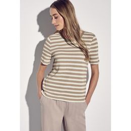 Street One Damen Street One T-Shirt mit Streifen Muster beige 38