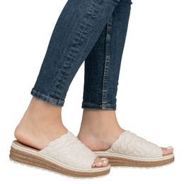 Rieker Damen Pantolette Sommerschuh, Schlappen, Hausschuh mit weicher Innensohle beige 42