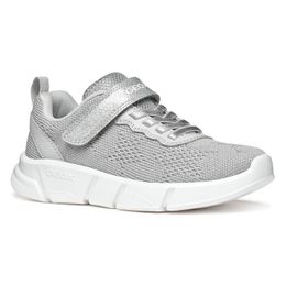 Geox M&auml;dchen Sneaker &raquo;J ARIL GIRL&laquo; , Knitwear Sneaker, Klettschuh mit glitzerndem Klettriegel silber 34