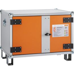 CEMO Akku-Sicherheits-Ladeschrank PREMIUM, mit F&uuml;&szlig;en, H&ouml;he 620 mm, 230 V, orange/grau