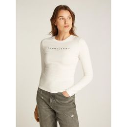 Tommy Jeans Curve Damen Langarmshirt &raquo;TJW SLIM LINEAR TEE LS EXT&laquo; Gro&szlig;e Gr&ouml;&szlig;en wei&szlig; XXXL(46)