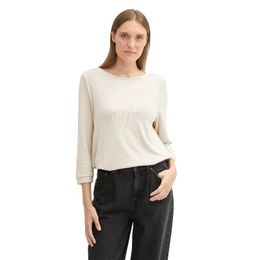Tom Tailor Damen Tom Tailor Fleeceshirt mit Textprint beige M (38)