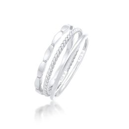 Elli Ring 925 Sterling Silber Ring Set, Geo, Twisted in Silber | Gr.: 58