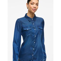 Vila Damen Jeansbluse &raquo;VIBISTA&laquo; in leichter Used-Waschung blau M