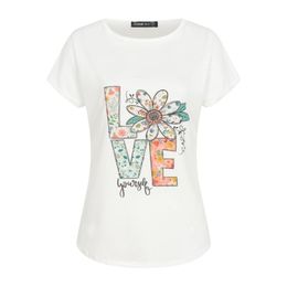 Cloud 5ive Damen CLOUD 5IVE T-Shirt &raquo;CLOUD 5IVE Viskose T-Shirt mit Love-Blumen Print&laquo; 1 Stk. XS