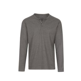 TRIGEMA Longsleeve &raquo;Langarmshirt mit Knopfleiste&laquo; 1 Stk. taupe-melange L L DELUXE-Single-Jersey